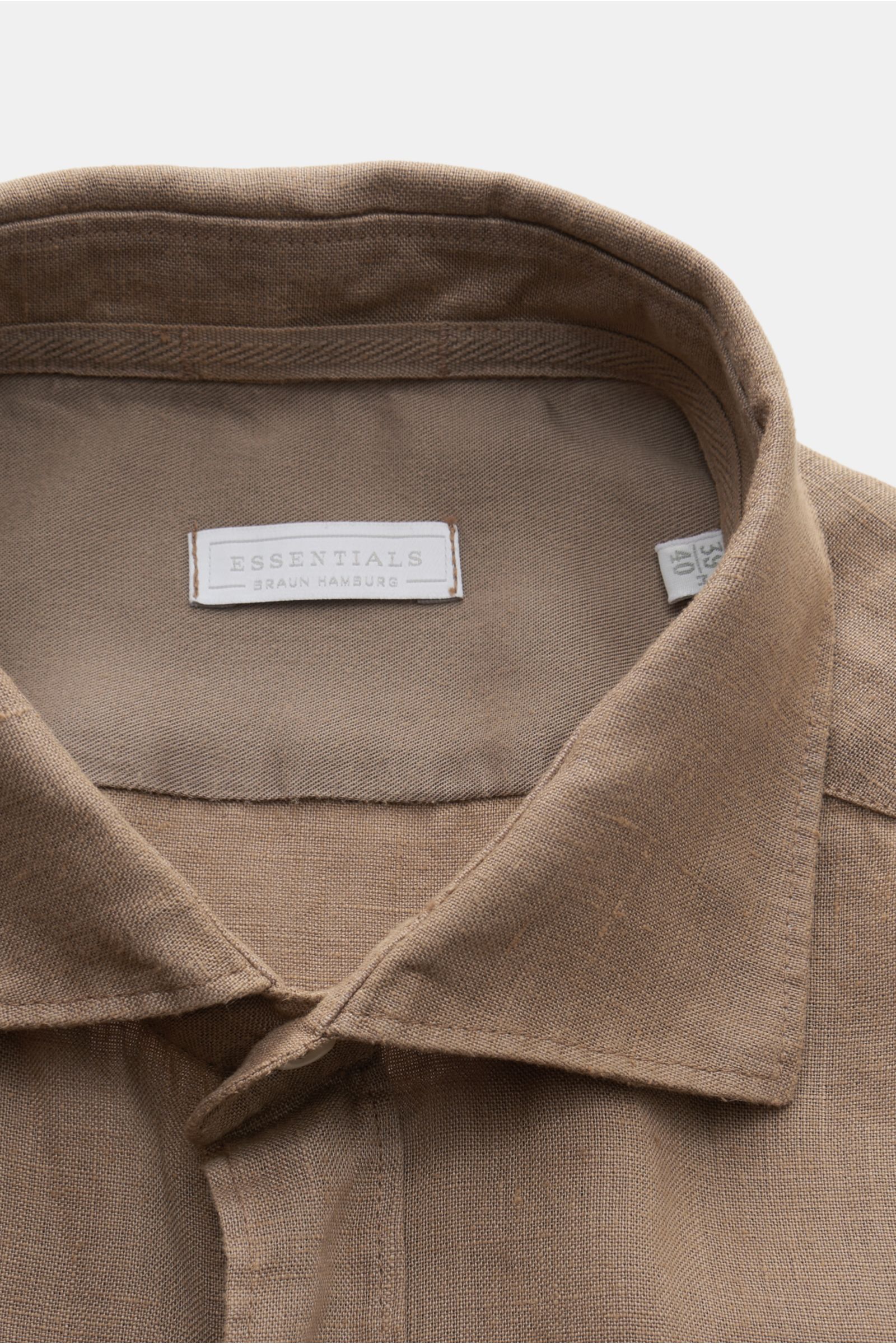 BRAUN HAMBURG ESSENTIALS linen shirt shark collar brown | BRAUN Hamburg