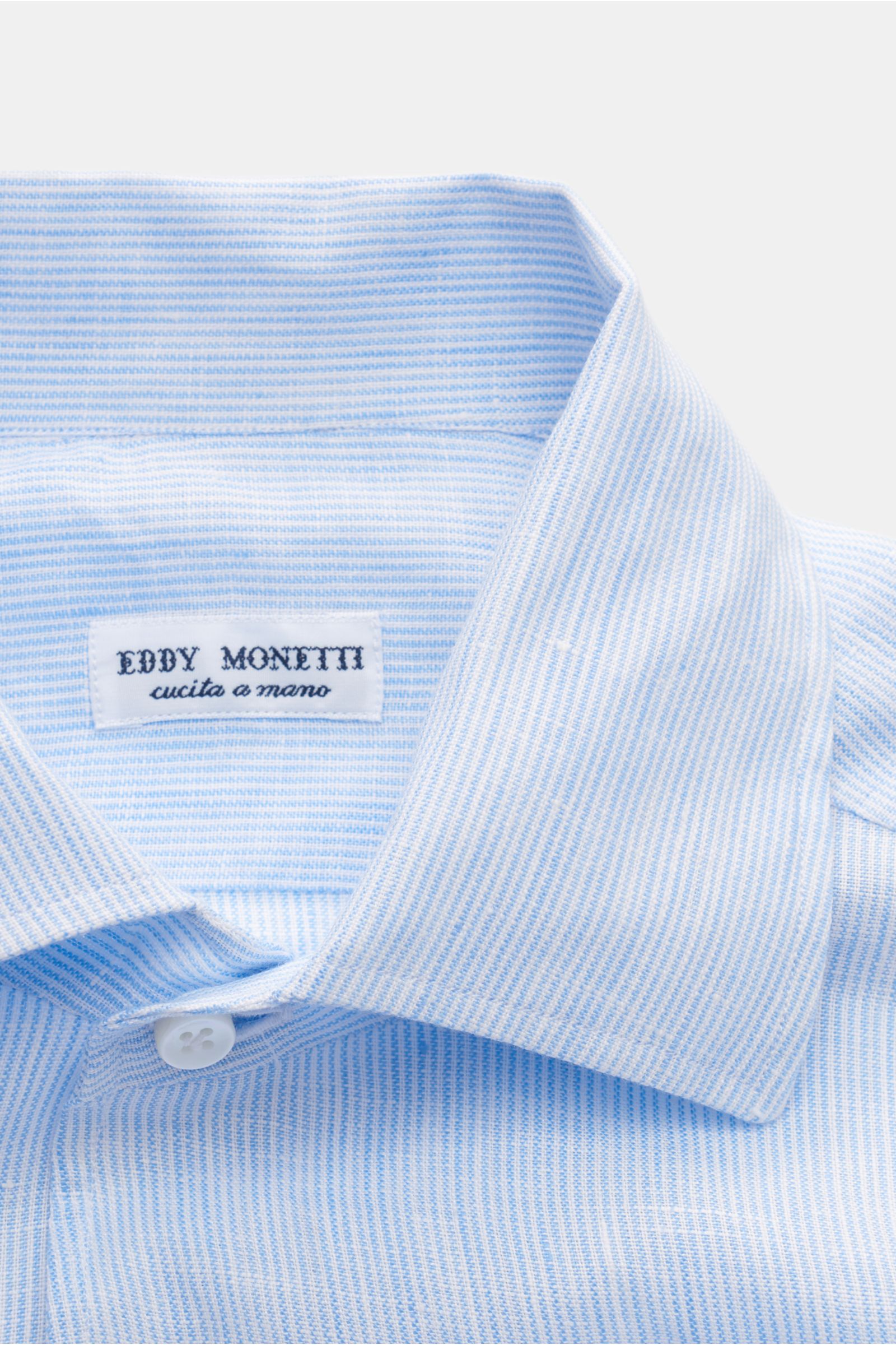 EDDY MONETTI Leinenhemd Kent-Kragen hellblau/weiß gestreift | BRAUN Hamburg