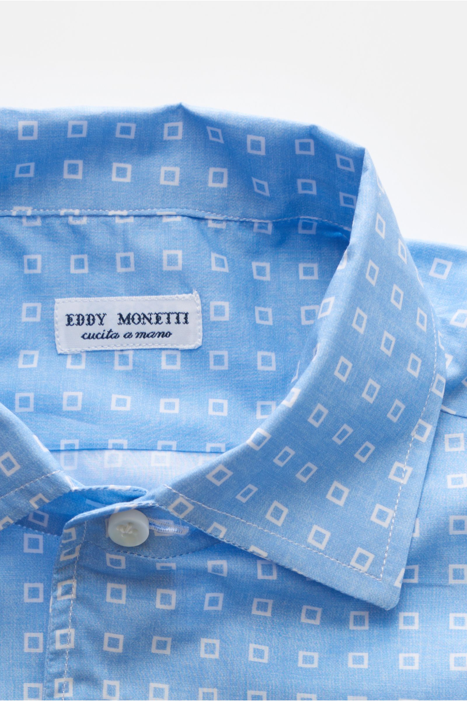 EDDY MONETTI Chambray-Hemd schmaler Kragen hellblau/weiß gemustert ...