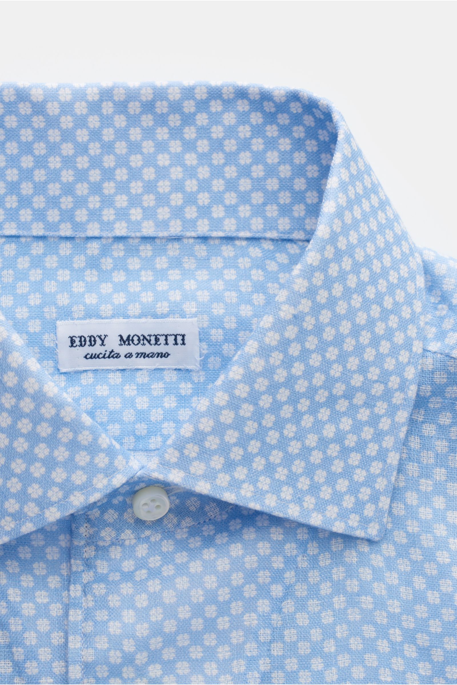 EDDY MONETTI linen shirt Kent collar light blue/white patterned | BRAUN Hamburg