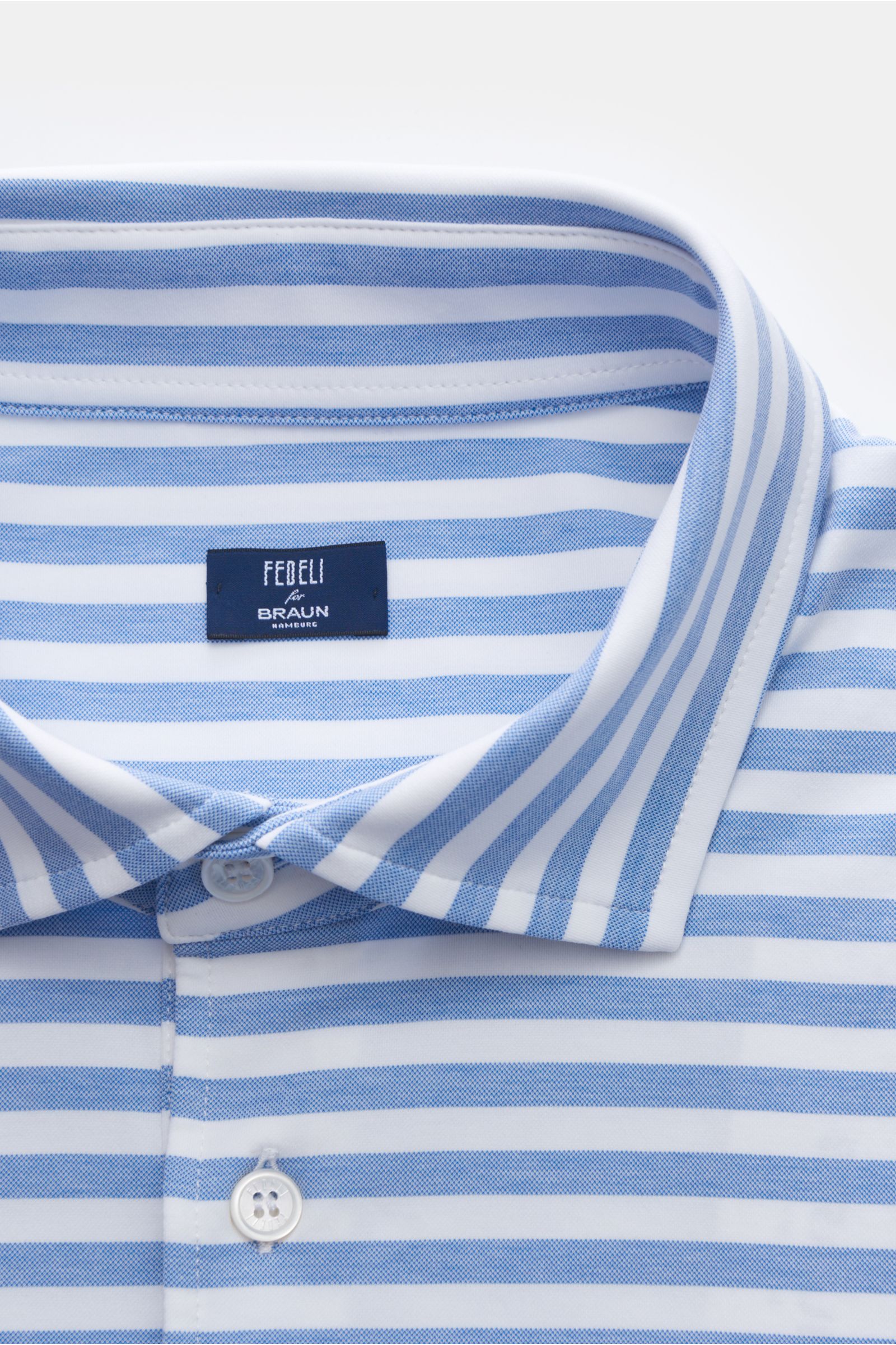 FEDELI jersey polo shirt 'Zero' light blue/white striped | BRAUN Hamburg