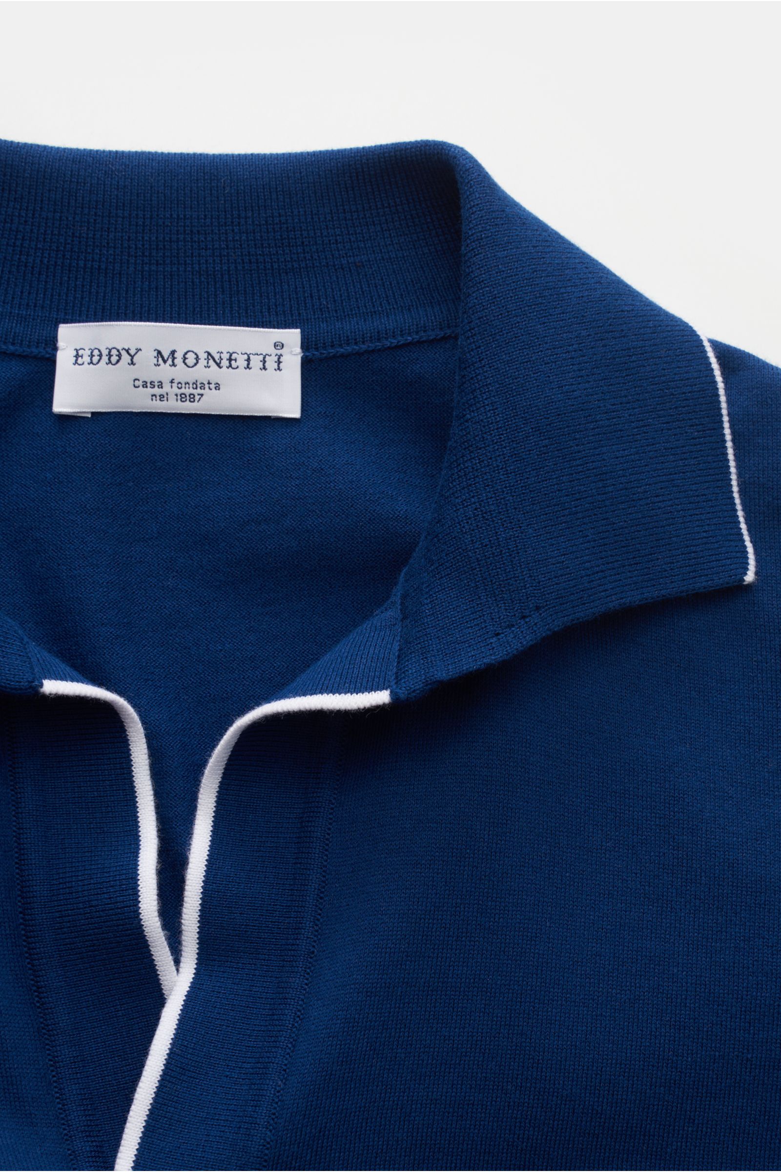 EDDY MONETTI Kurzarm-Strickpolo dunkelblau/weiß | BRAUN Hamburg