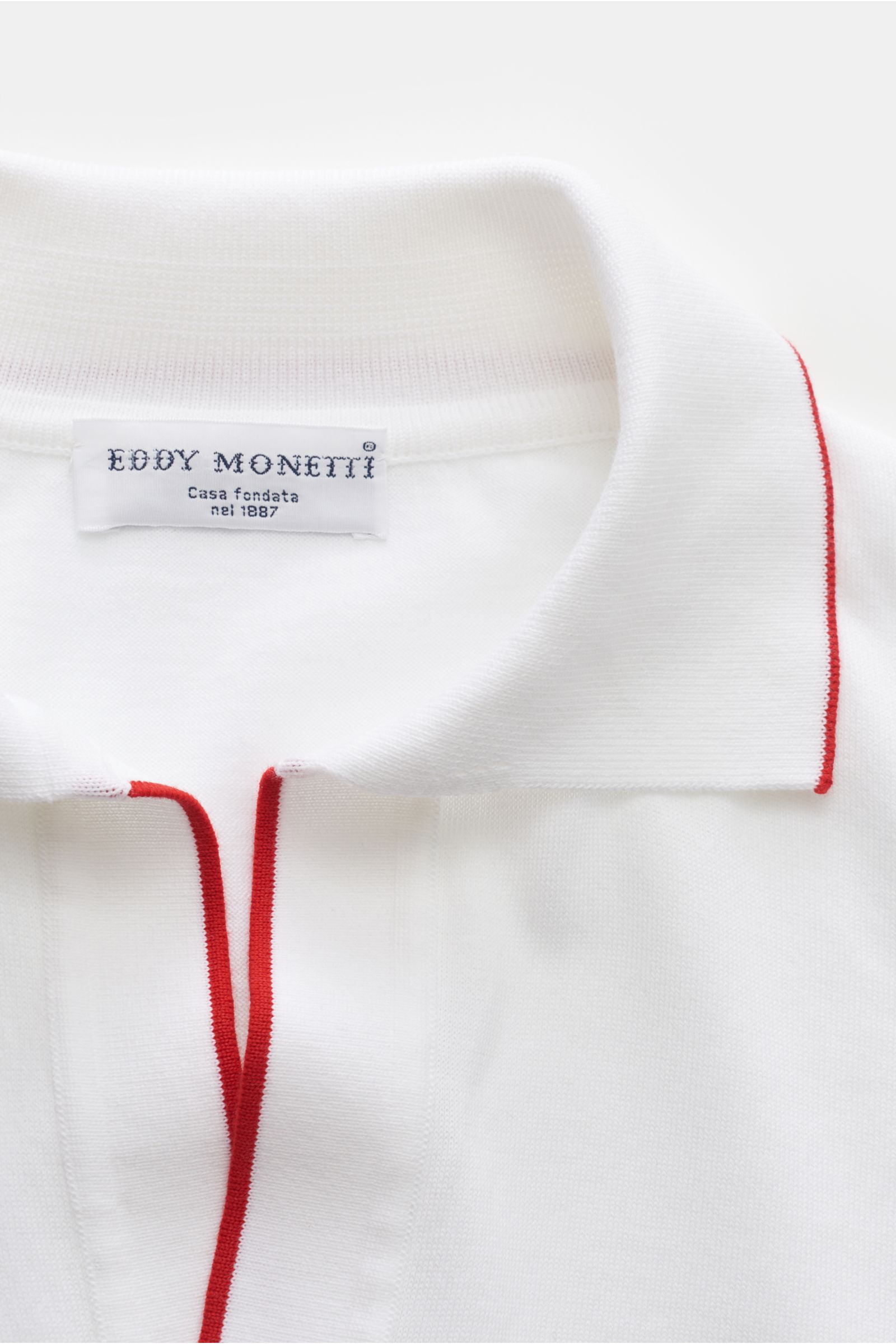 EDDY MONETTI Kurzarm-Strickpolo weiß/rot | BRAUN Hamburg
