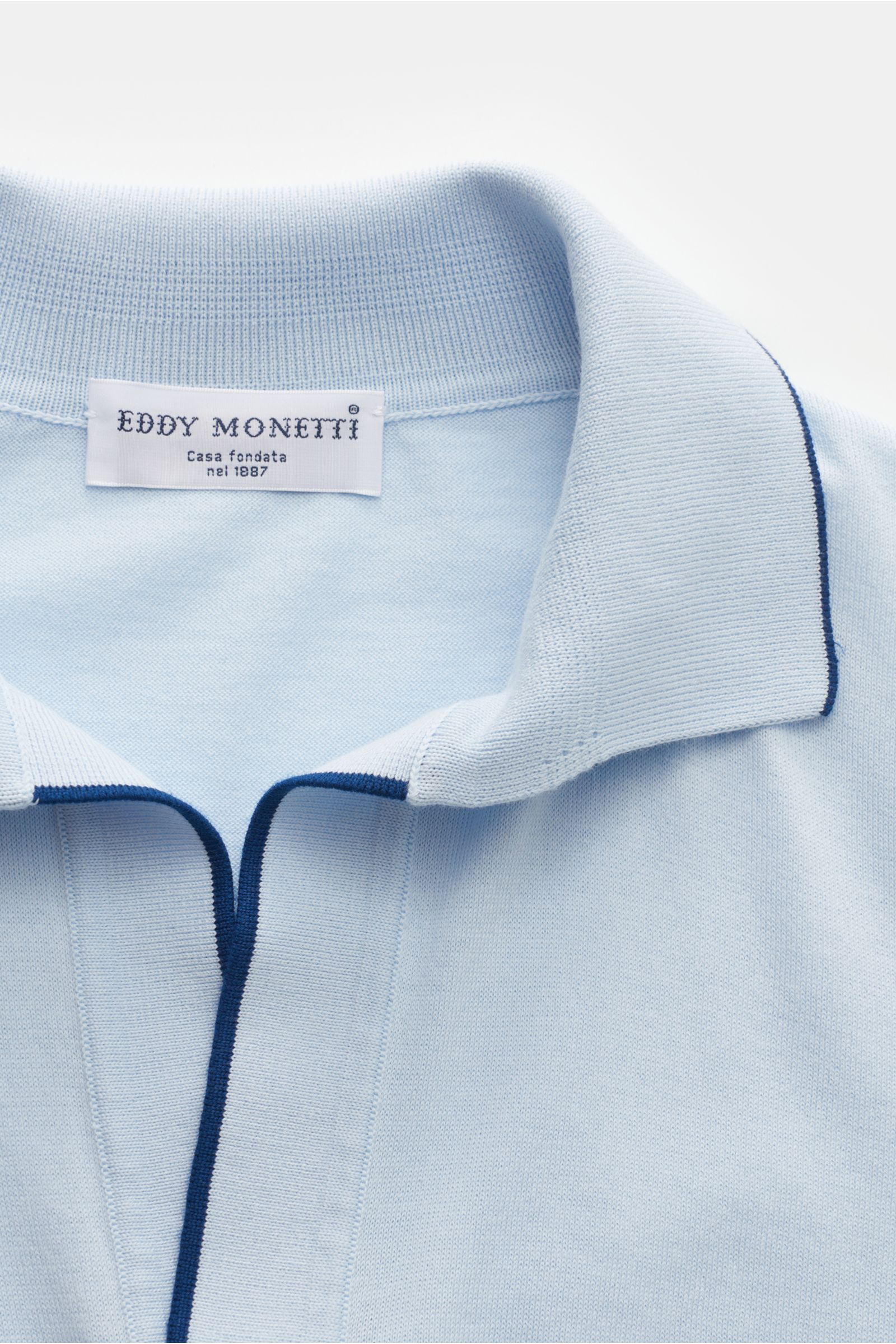 EDDY MONETTI Kurzarm-Strickpolo pastellblau/navy | BRAUN Hamburg