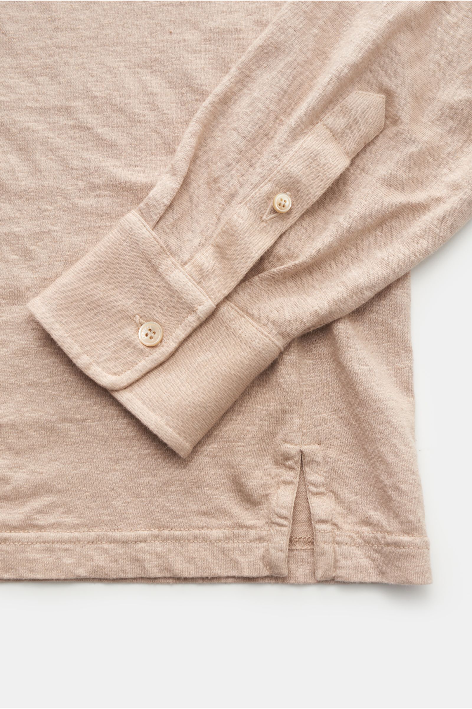 FEDELI linen long sleeve polo shirt 'Five ML' beige | BRAUN Hamburg