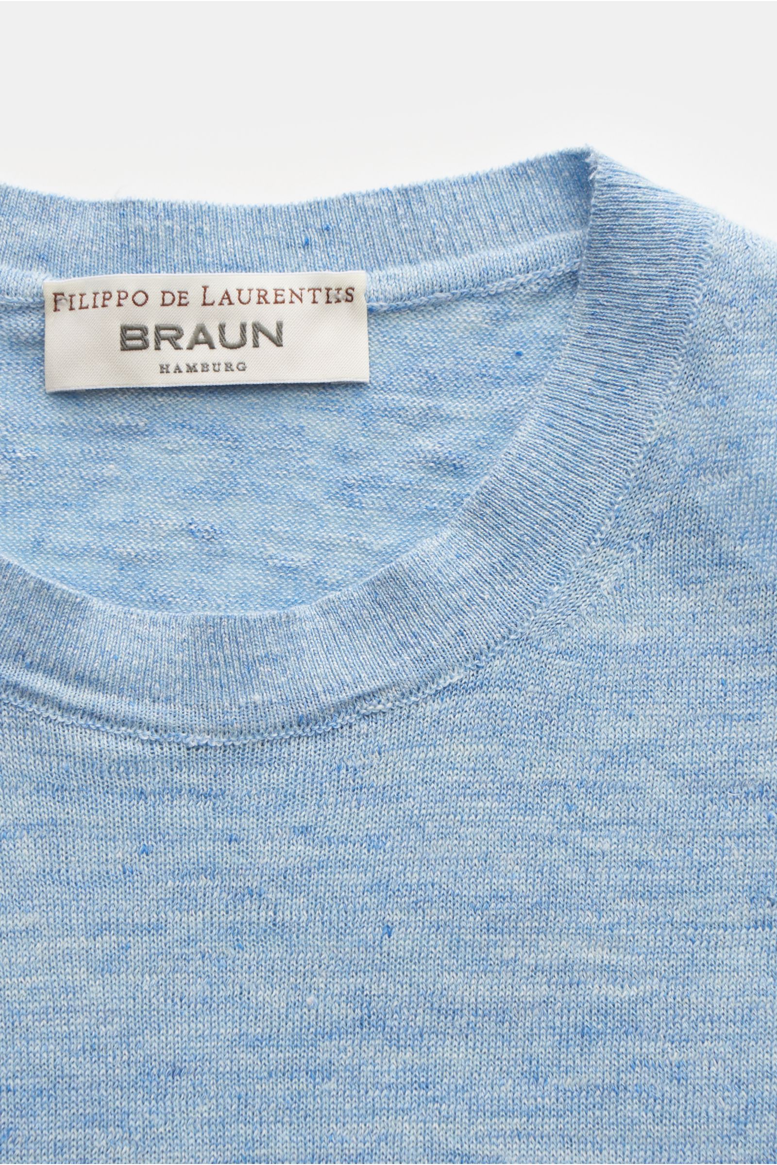 FILIPPO DE LAURENTIIS Feinstrick-Kurzarmpullover hellblau | BRAUN Hamburg