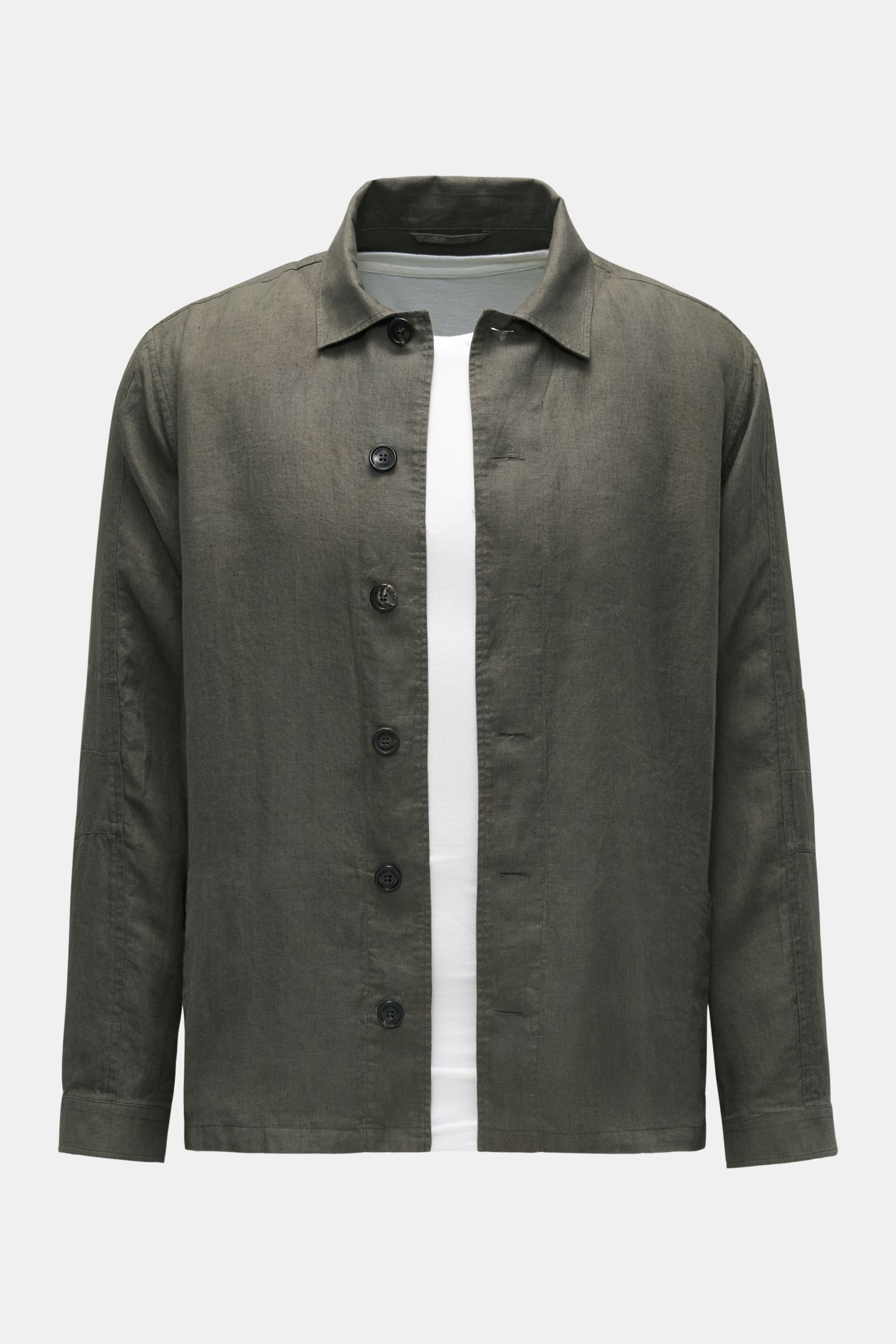 WEBER + WEBER linen overshirt 'Linen Light Overshirt' olive | BRAUN Hamburg
