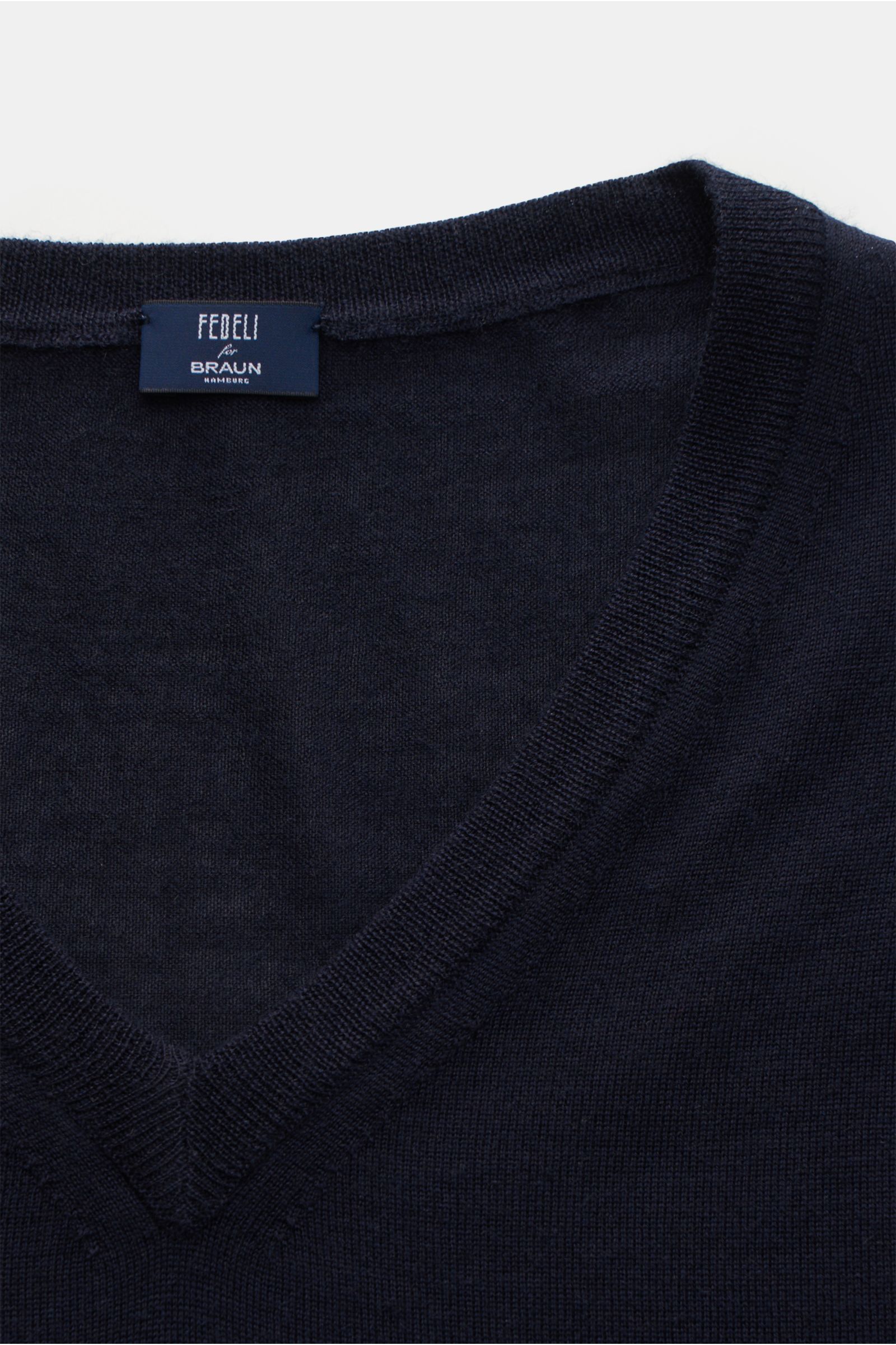 FEDELI Feinstrick V-Neck Pullover navy | BRAUN Hamburg