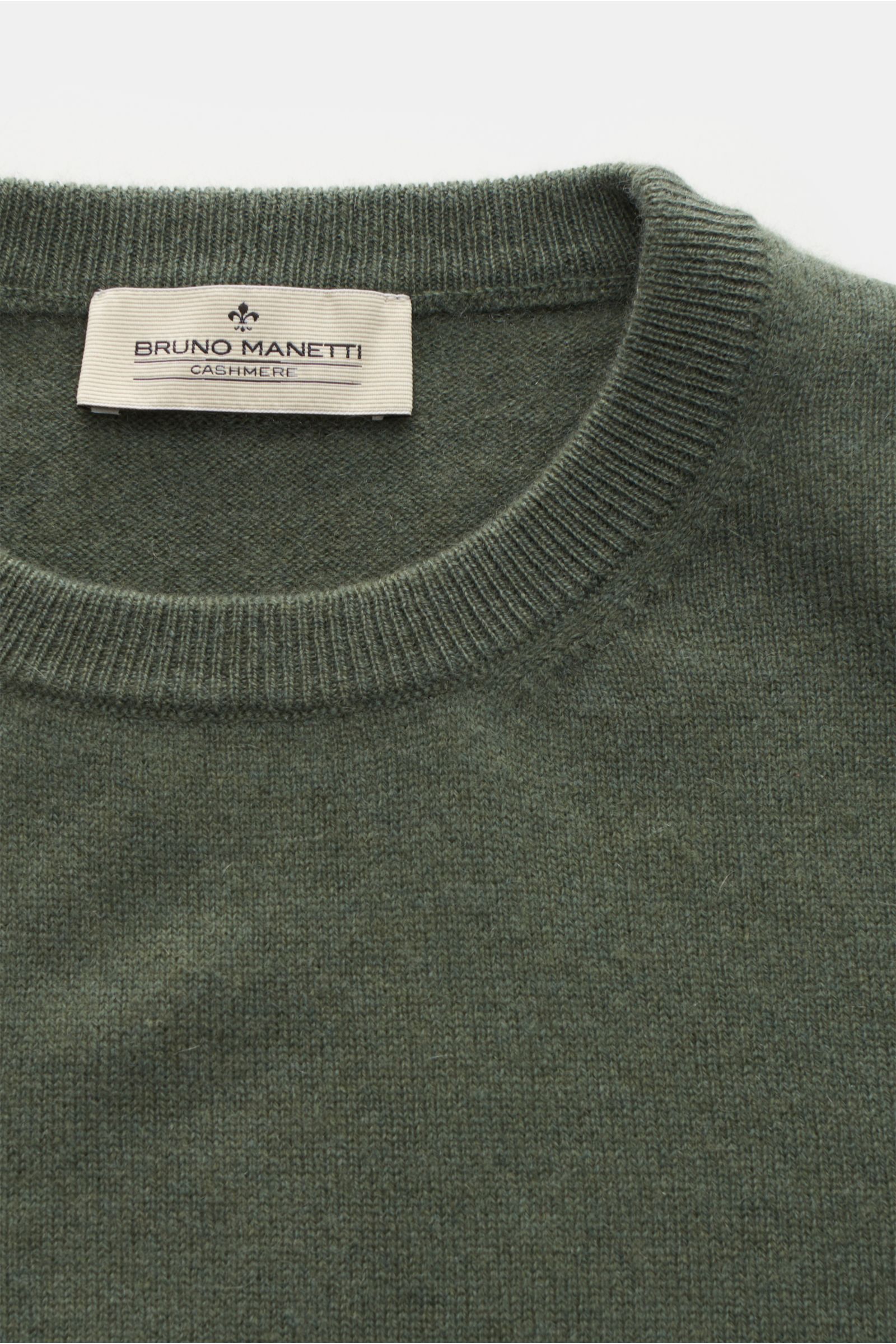 BRUNO MANETTI cashmere crew neck jumper olive | BRAUN Hamburg