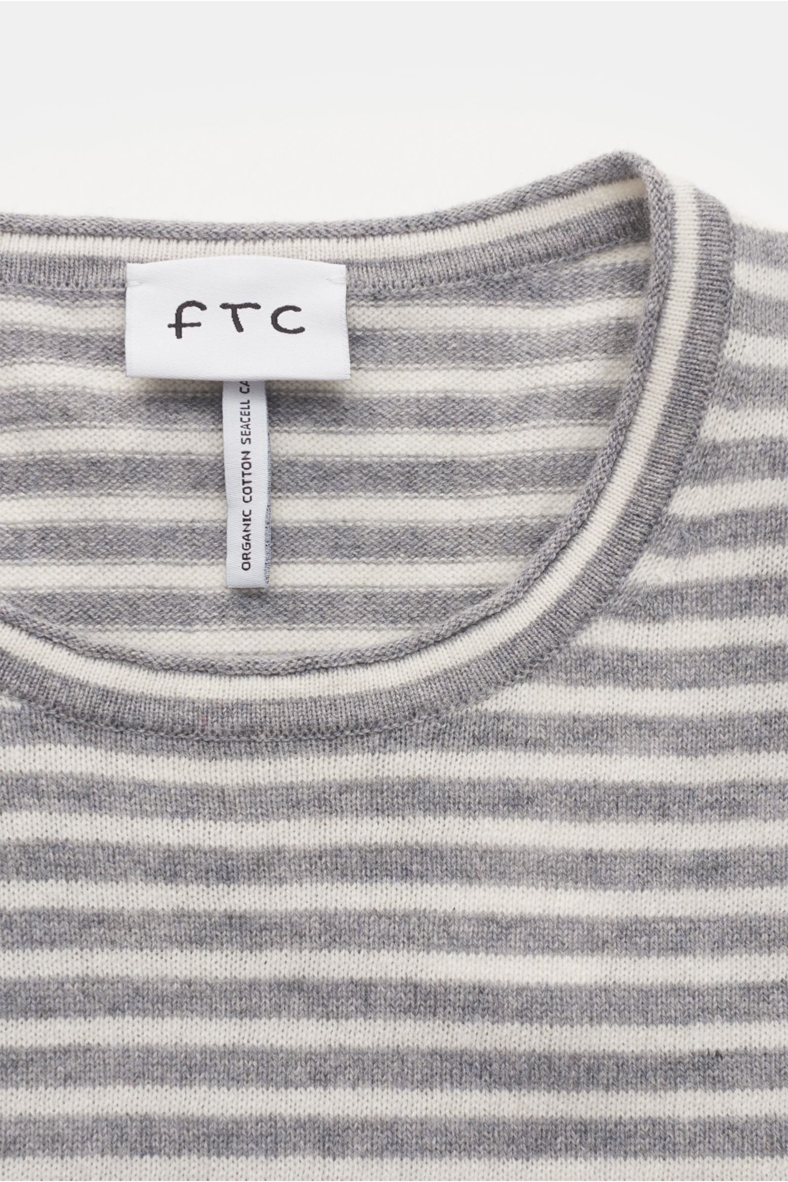 FTC crew neck jumper grey/off-white striped | BRAUN Hamburg