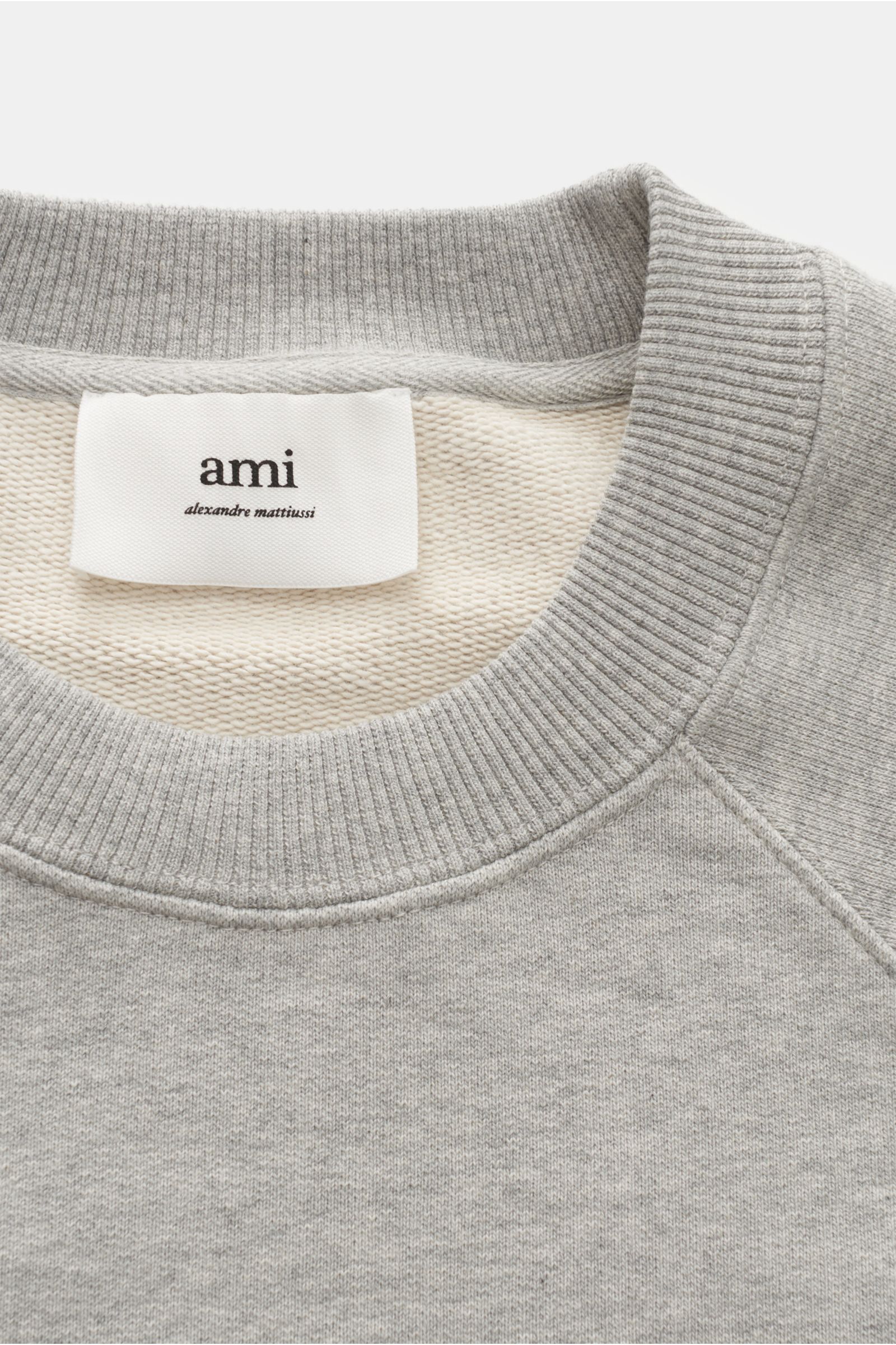 AMI PARIS crew neck sweatshirt light grey mottled | BRAUN Hamburg