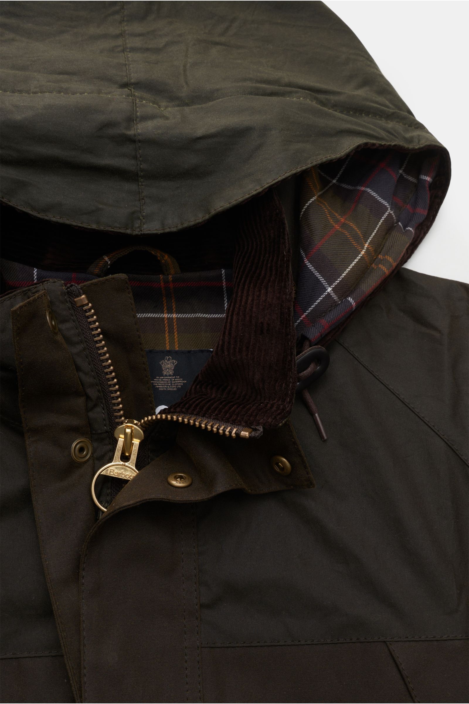 BARBOUR waxed jacket 'Short Field' dark olive | BRAUN Hamburg