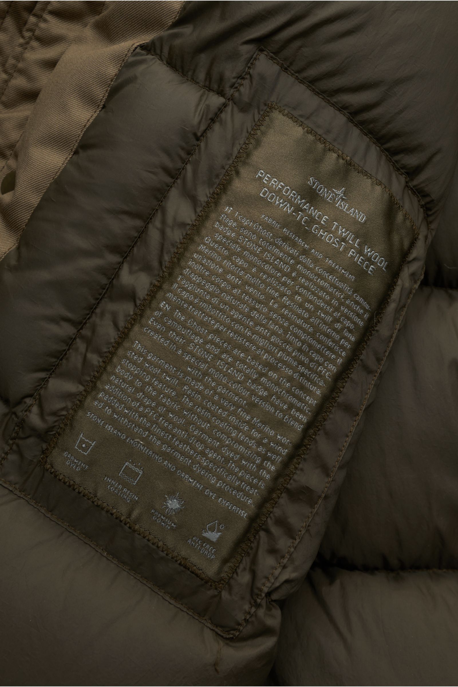 STONE ISLAND down parka 'Twill Wool Down-TC Ghost Piece' olive | BRAUN ...