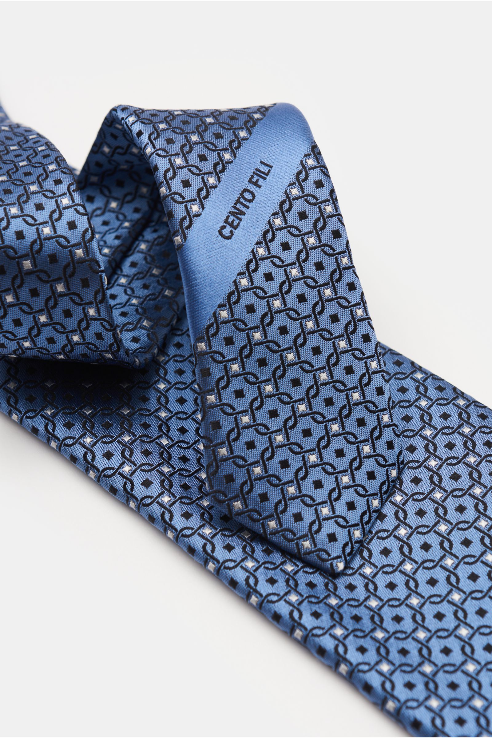 ZEGNA silk tie 'Cento Fili' light blue/black/white patterned | BRAUN ...