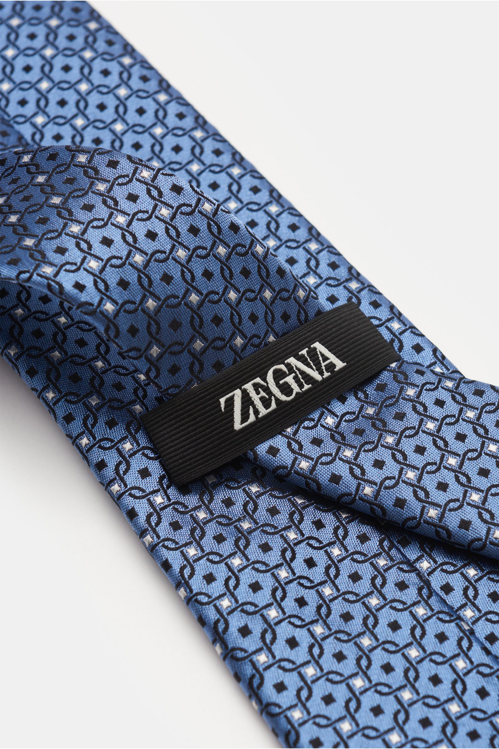 ZEGNA silk tie 'Cento Fili' light blue/black/white patterned | BRAUN ...