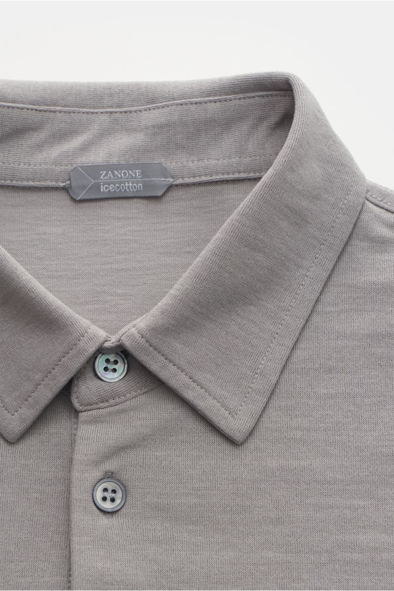 OFFICINE GÉNÉRALE Leinen Kurzarm-Strickpolo hellblau | BRAUN Hamburg