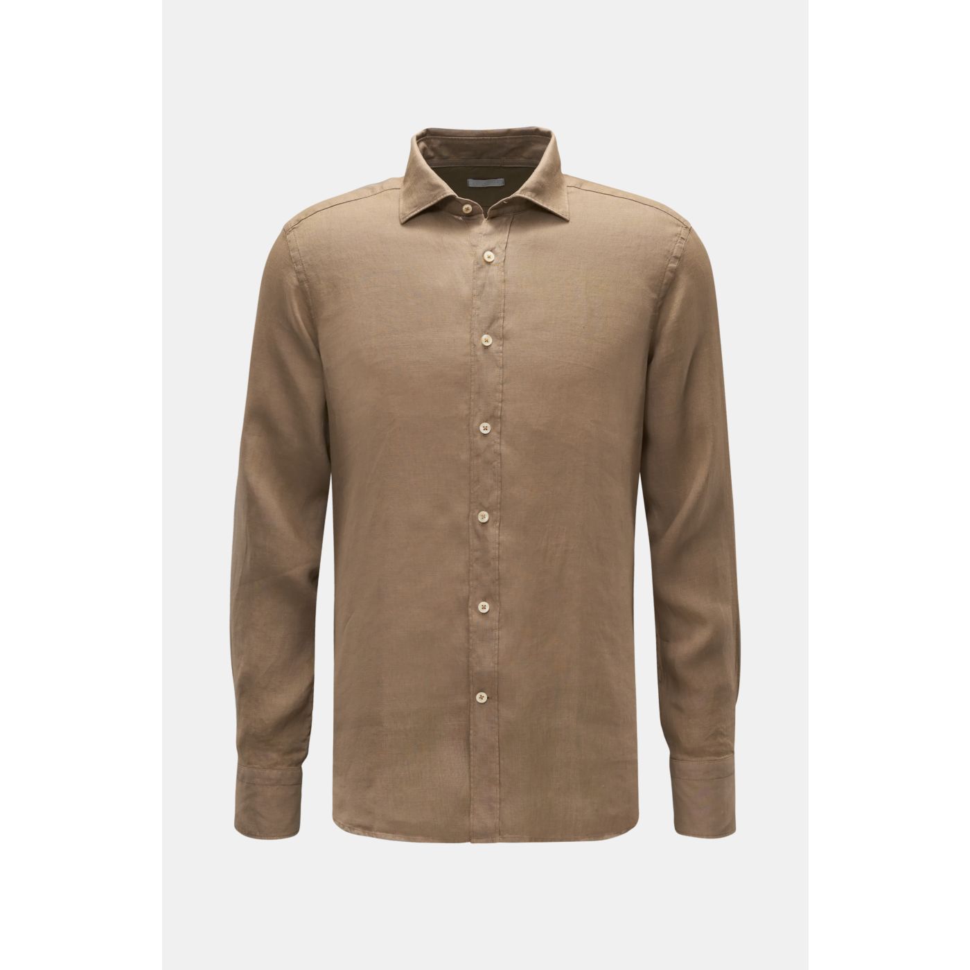 BRAUN HAMBURG ESSENTIALS linen shirt shark collar olive | BRAUN Hamburg