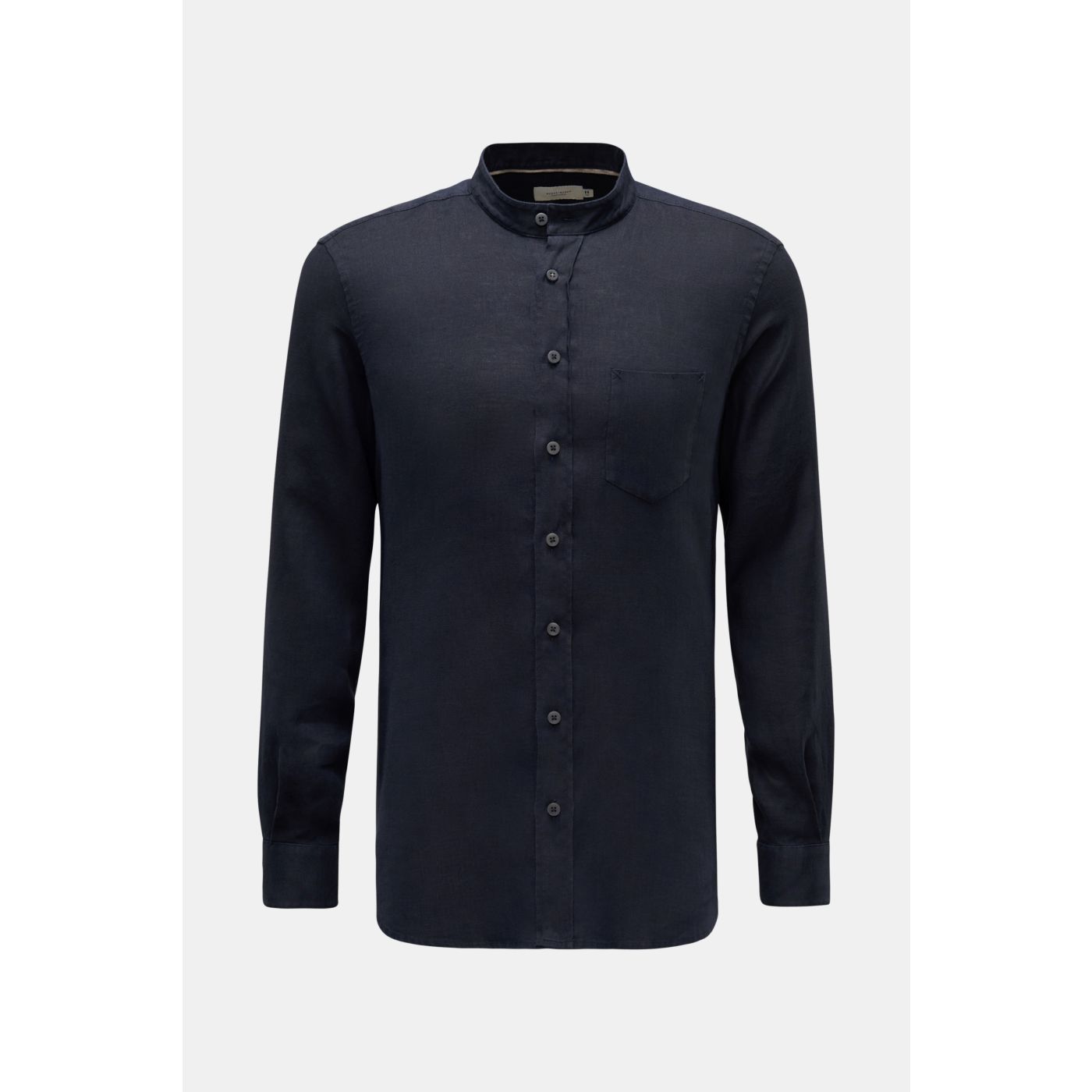 WEBER + WEBER Leinenhemd 'Linen Collar Shirt' Grandad-Kragen dark navy ...