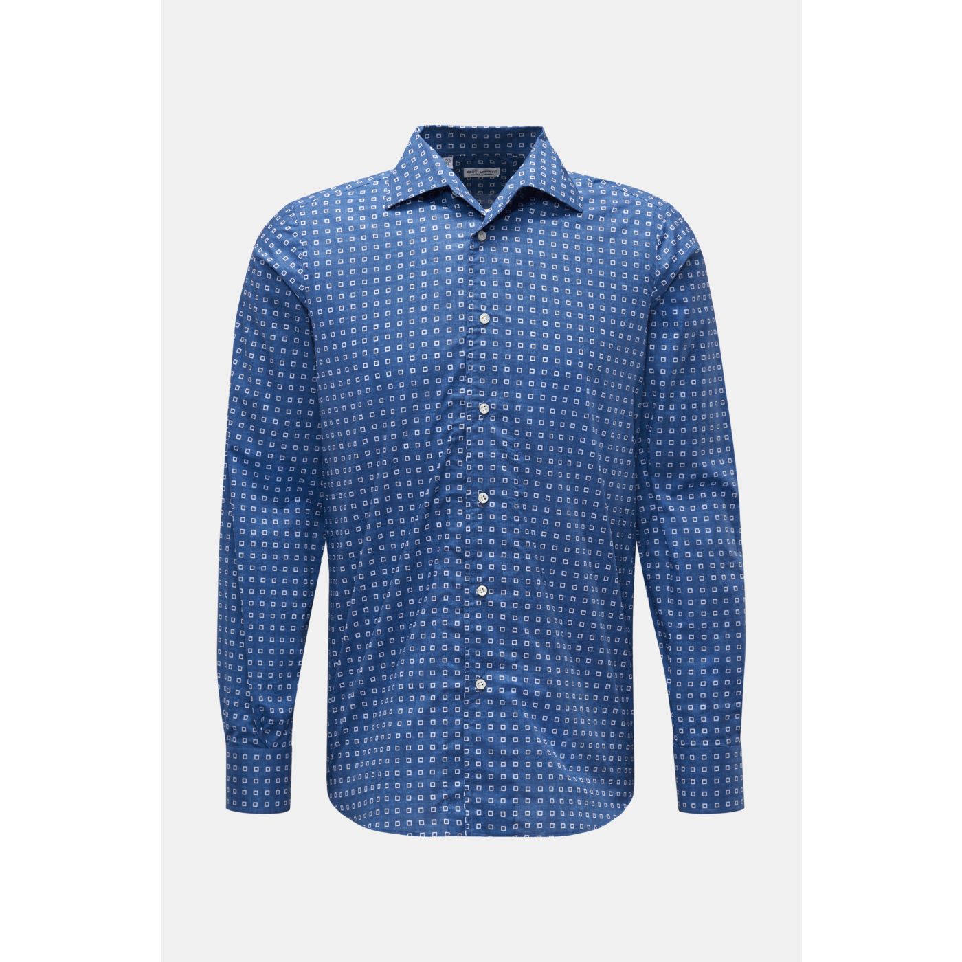 EDDY MONETTI chambray shirt narrow collar dark blue/white patterned ...