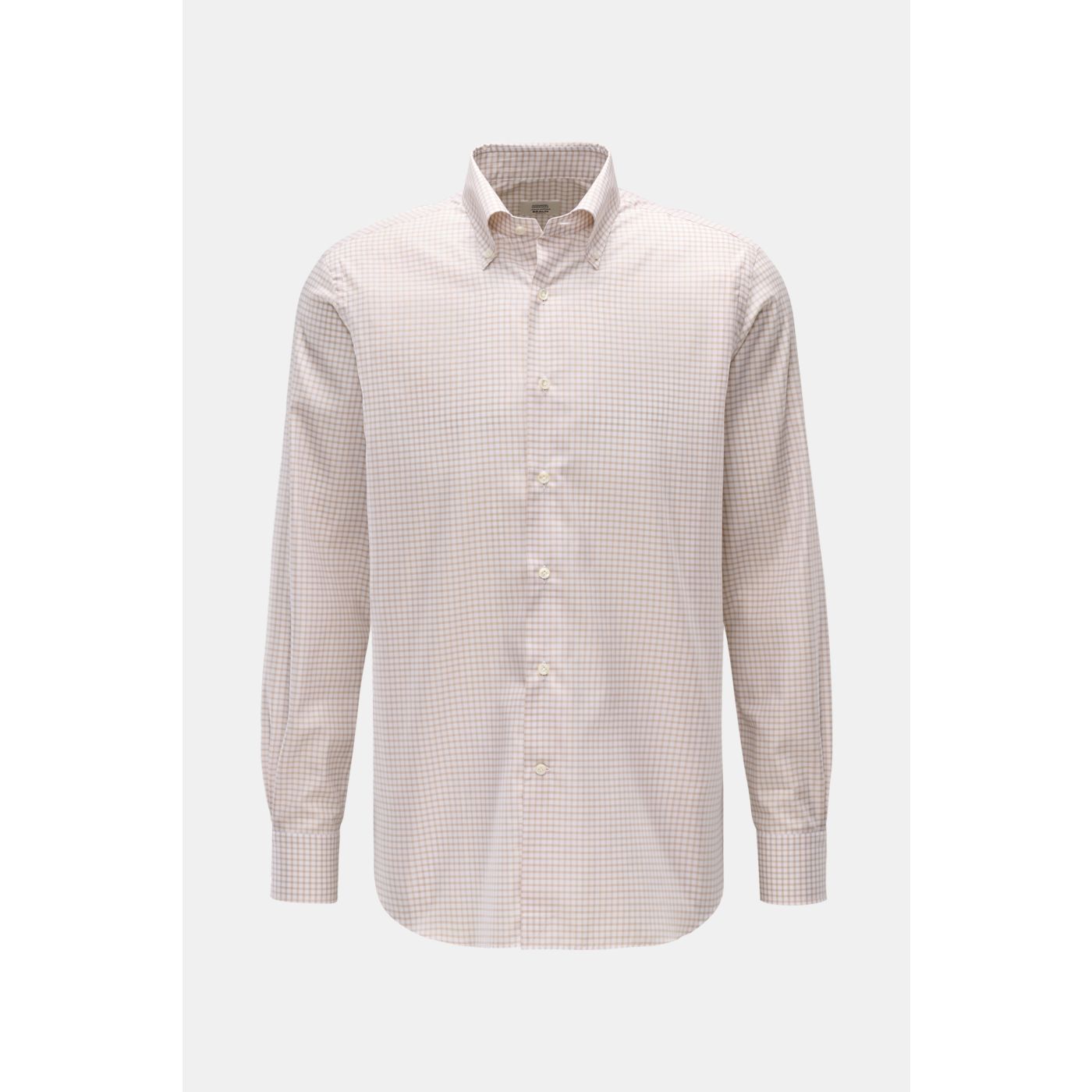 GHERARDI Casual Hemd Button-Down-Kragen beige/weiß kariert | BRAUN Hamburg