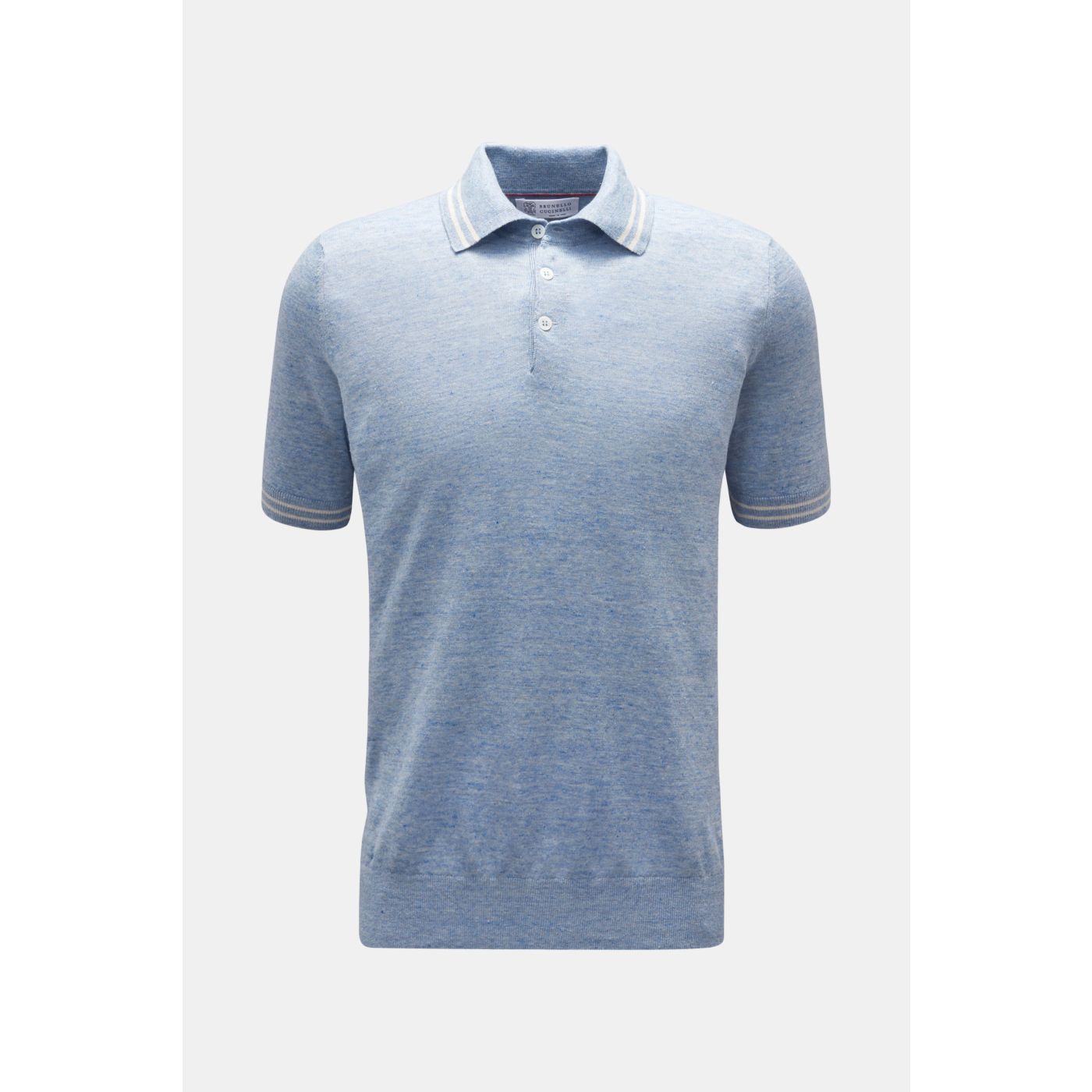 BRUNELLO CUCINELLI short sleeve knit polo smoky blue | BRAUN Hamburg