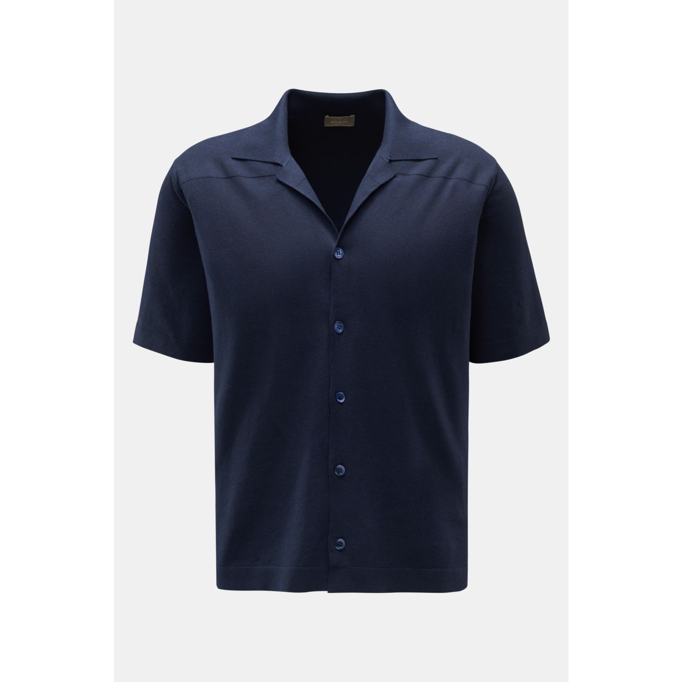 CRUCIANI Kurzarm-Strickhemd Kubanischer Kragen navy | BRAUN Hamburg