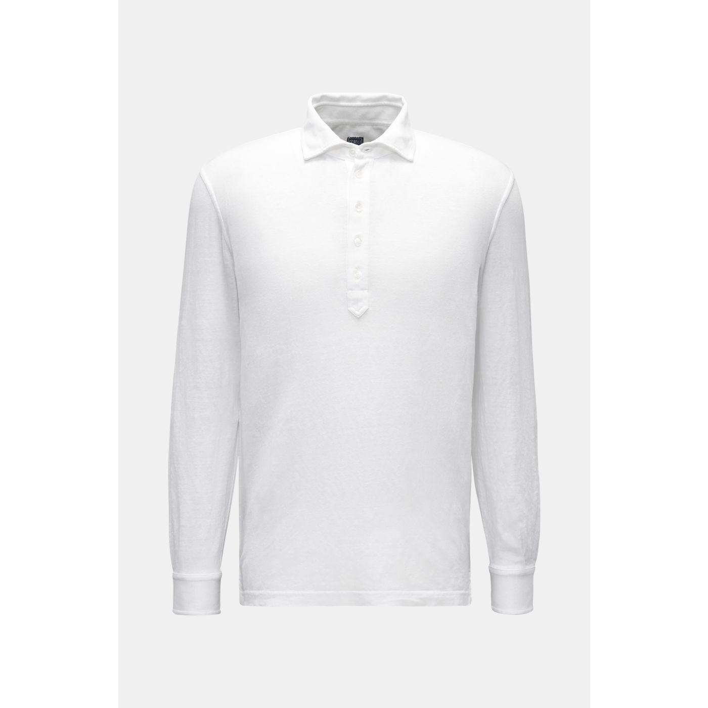 FEDELI Leinen Longsleeve-Poloshirt 'Five ML' weiß | BRAUN Hamburg