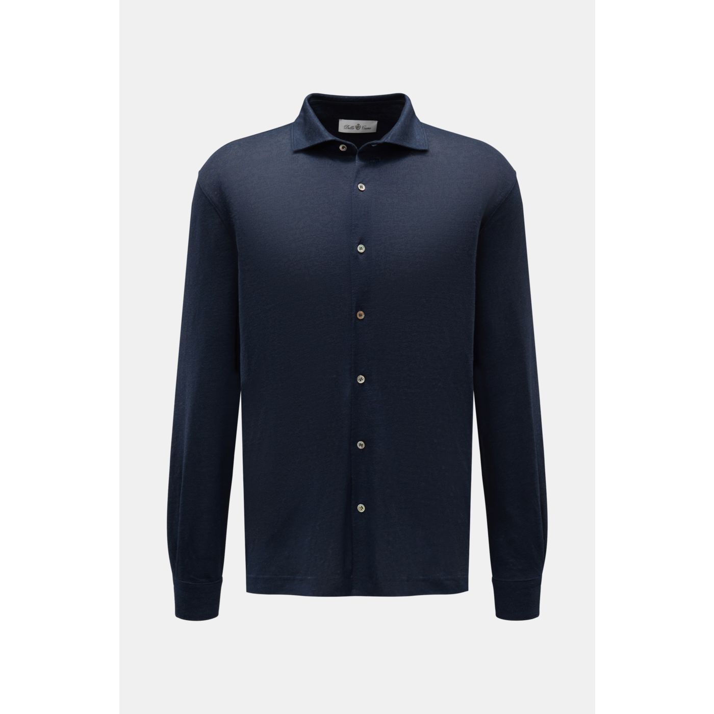 DELLA CIANA Leinen-Strickhemd Haifisch-Kragen navy | BRAUN Hamburg