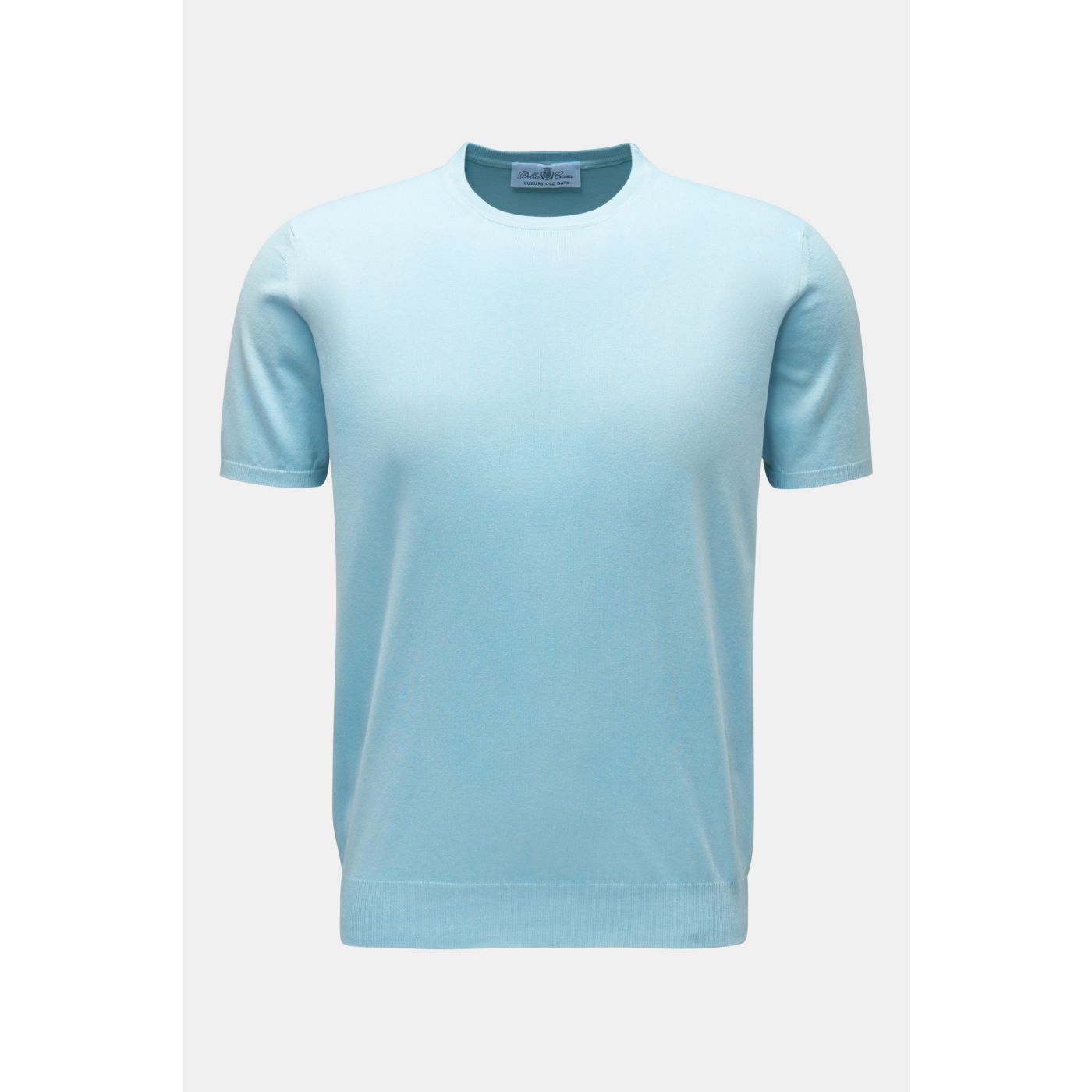 DELLA CIANA Feinstrick Rundhals-Kurzarmpullover hellblau | BRAUN Hamburg