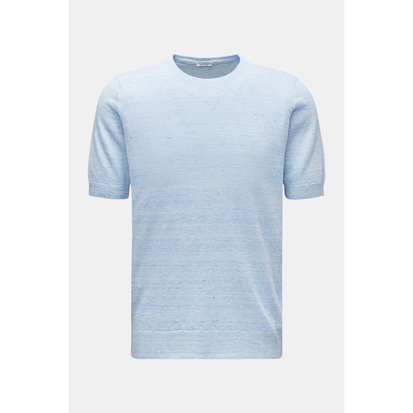 VON BRAUN Feinstrick Rundhals-Kurzarmpullover hellblau | BRAUN Hamburg