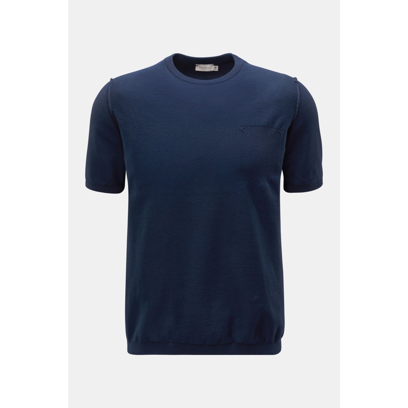 WEBER+WEBER short sleeve crew neck jumper 'Cotton Knit' dark blue ...