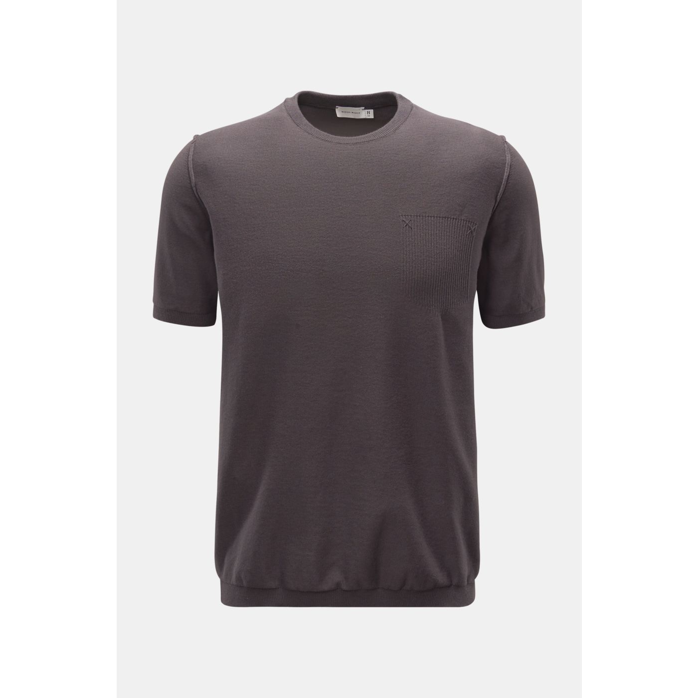 WEBER+WEBER short sleeve crew neck jumper 'Cotton Knit' dark grey ...