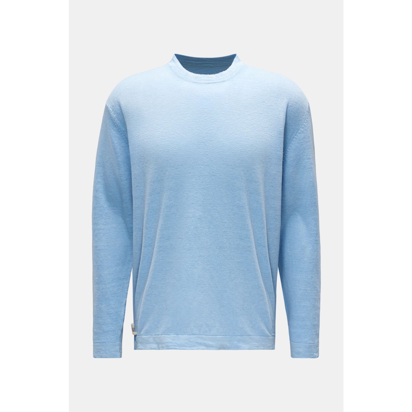 MATÉMA Leinen Feinstrick-Rundhalspullover hellblau | BRAUN Hamburg