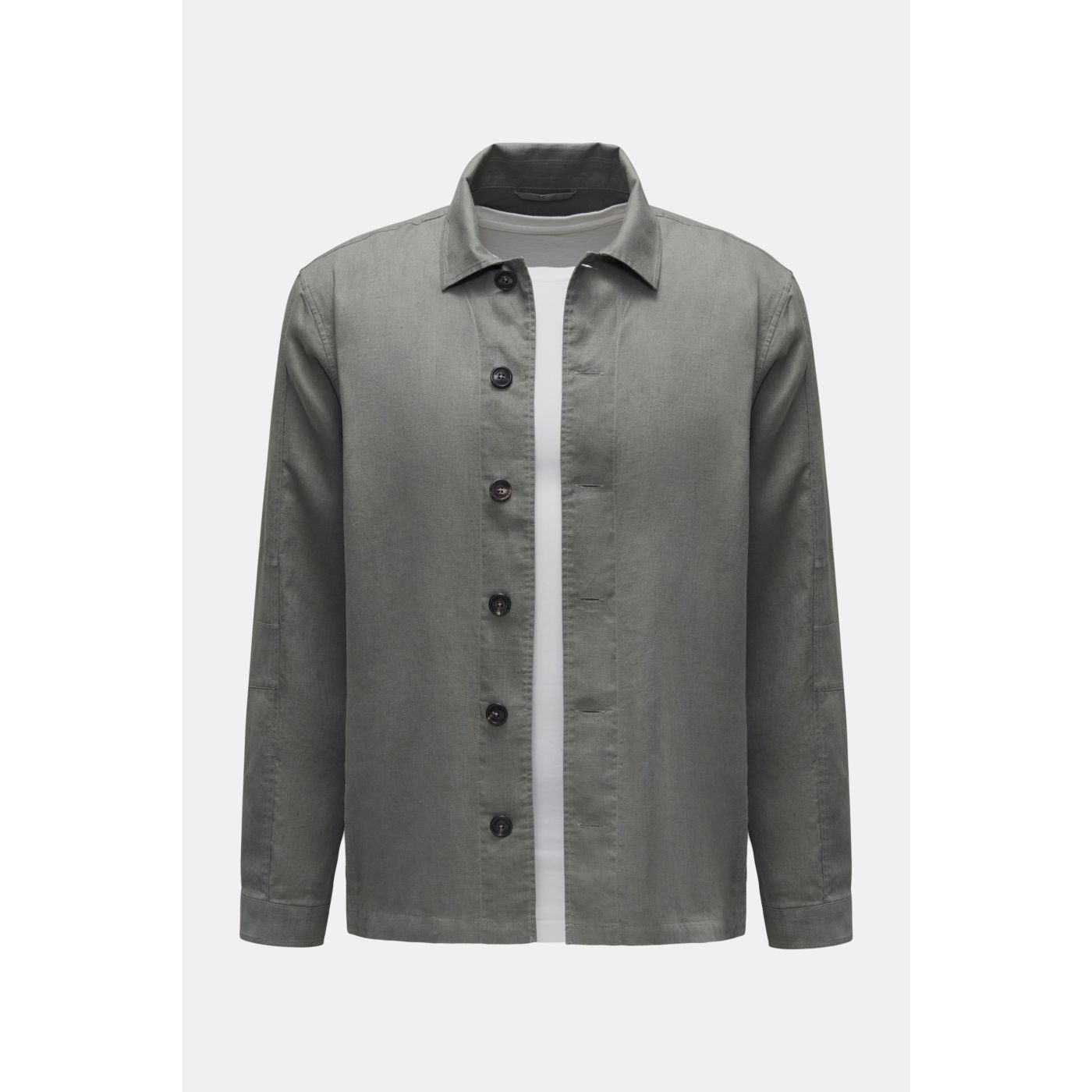 WEBER + WEBER Leinen-Overshirt 'Linen Light Overshirt' graugrün | BRAUN ...