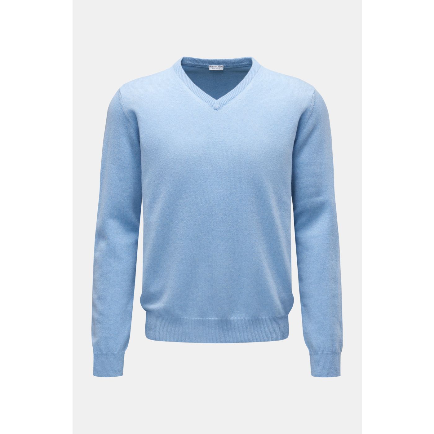 VON BRAUN Cashmere V-Neck Pullover hellblau | BRAUN Hamburg