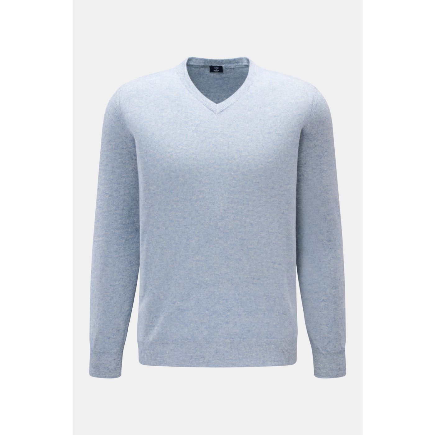 FEDELI V-neck jumper smoky blue melange | BRAUN Hamburg