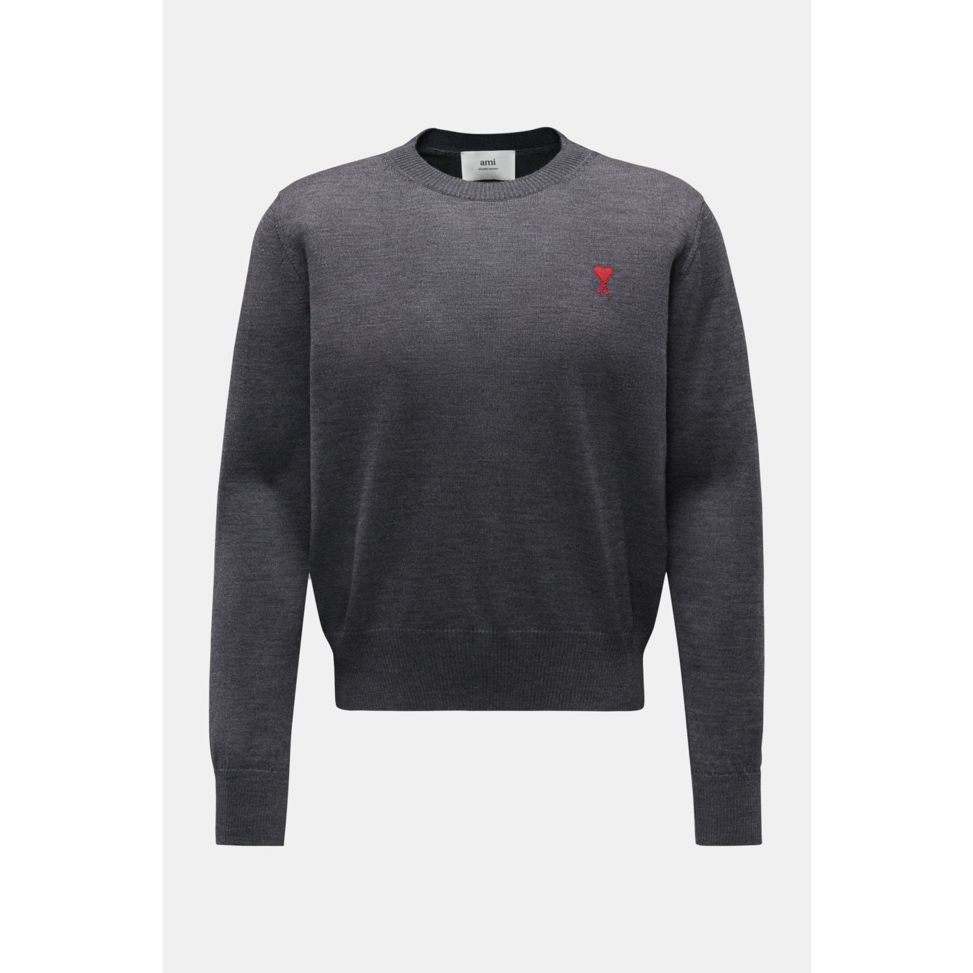 AMI PARIS merino crew neck jumper dark grey mottled | BRAUN Hamburg