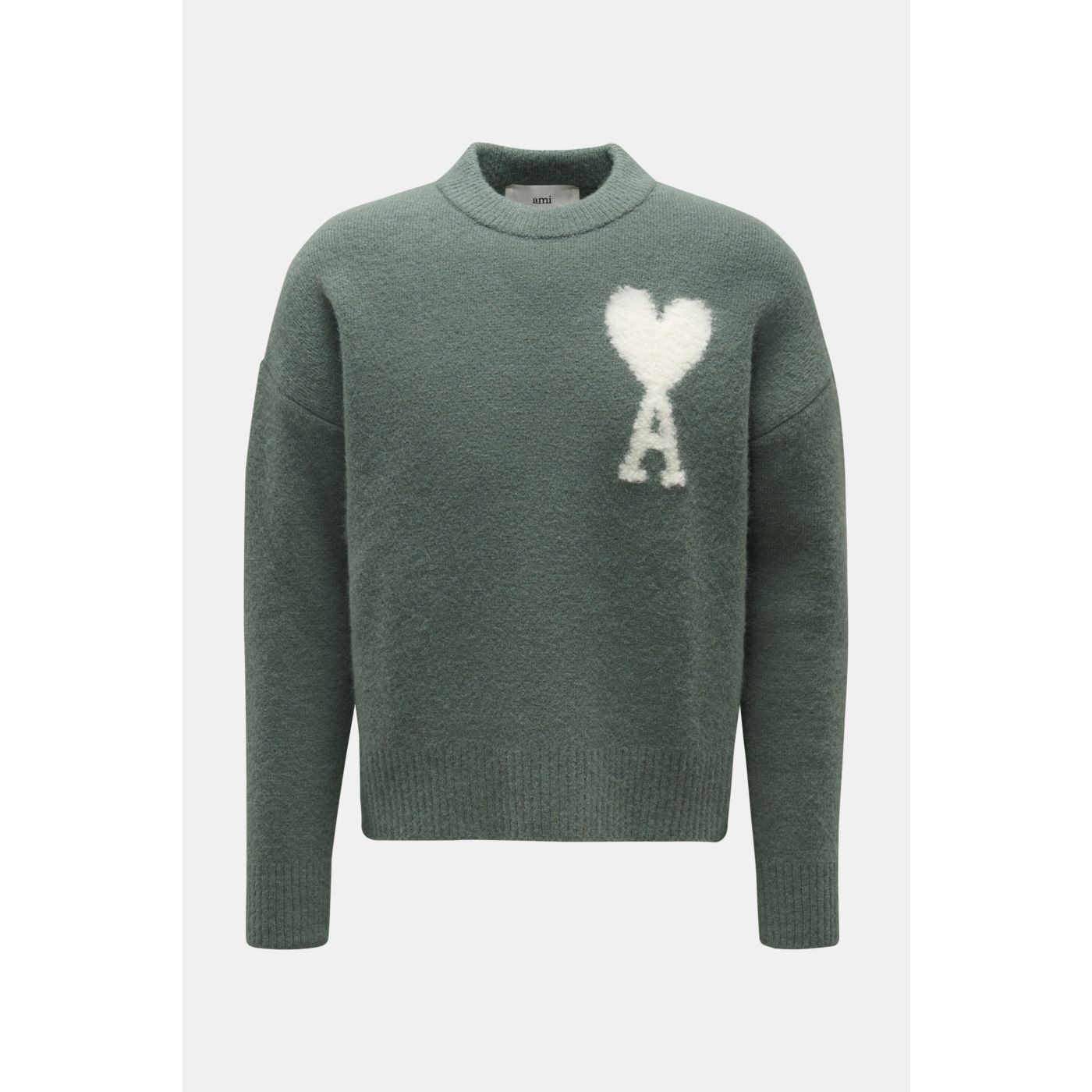 AMI PARIS crew neck jumper 'Ami de Cœur' grey-green | BRAUN Hamburg