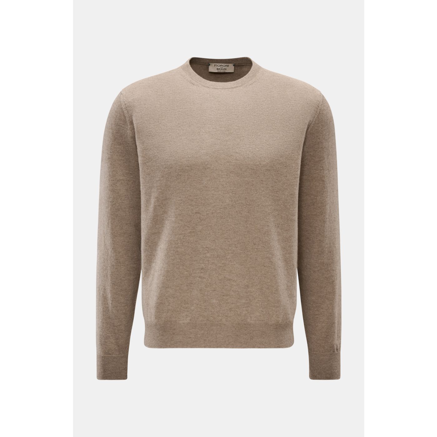 FIORONI cashmere crew neck jumper taupe mottled | BRAUN Hamburg