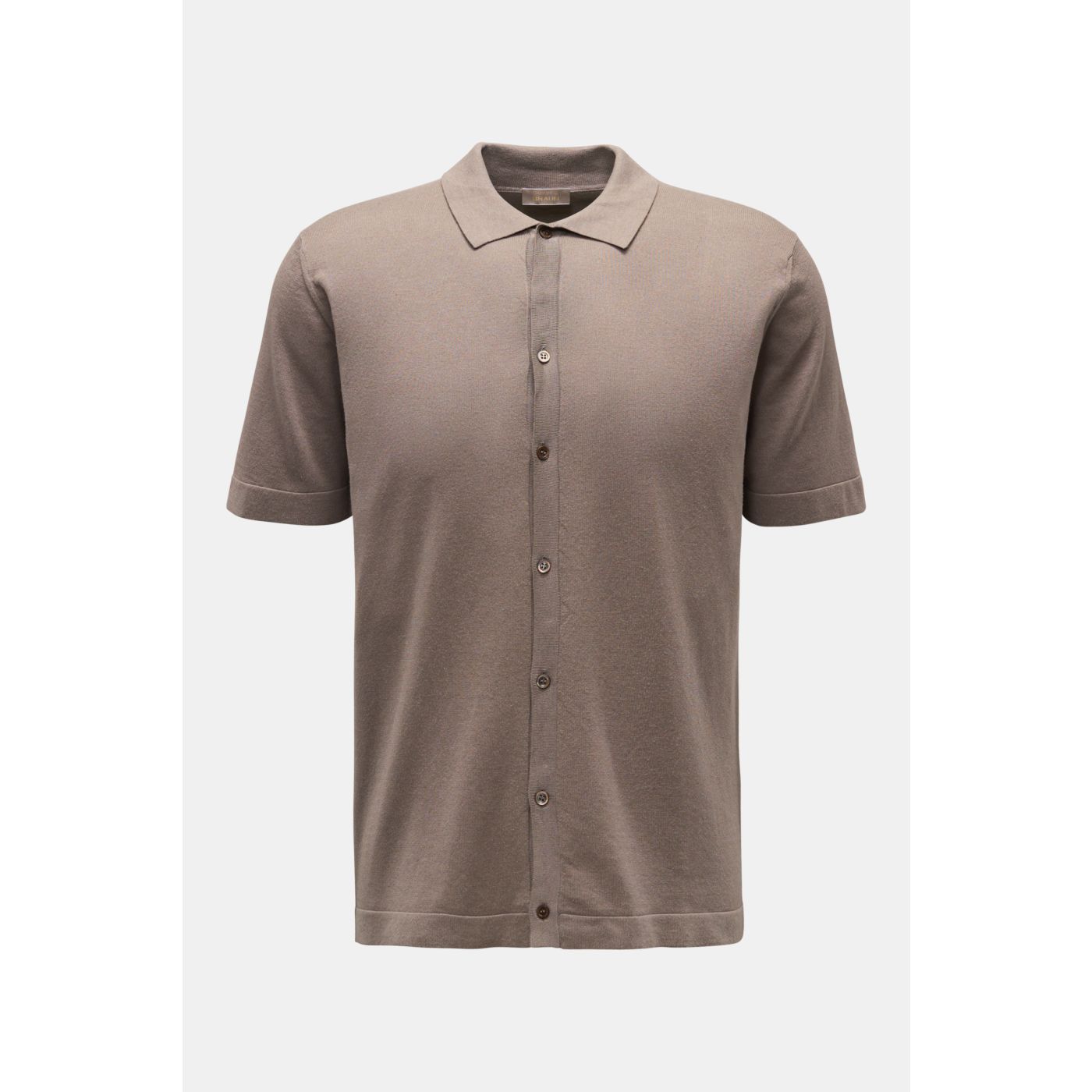 CRUCIANI Kurzarm-Strickhemd Schmaler Kragen graubraun | BRAUN Hamburg