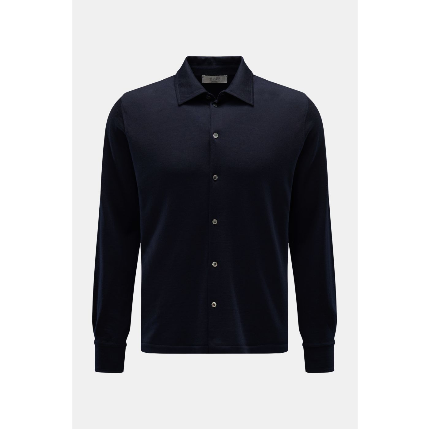 LAMANO ARTISANS Strickhemd schmaler Kragen navy | BRAUN Hamburg