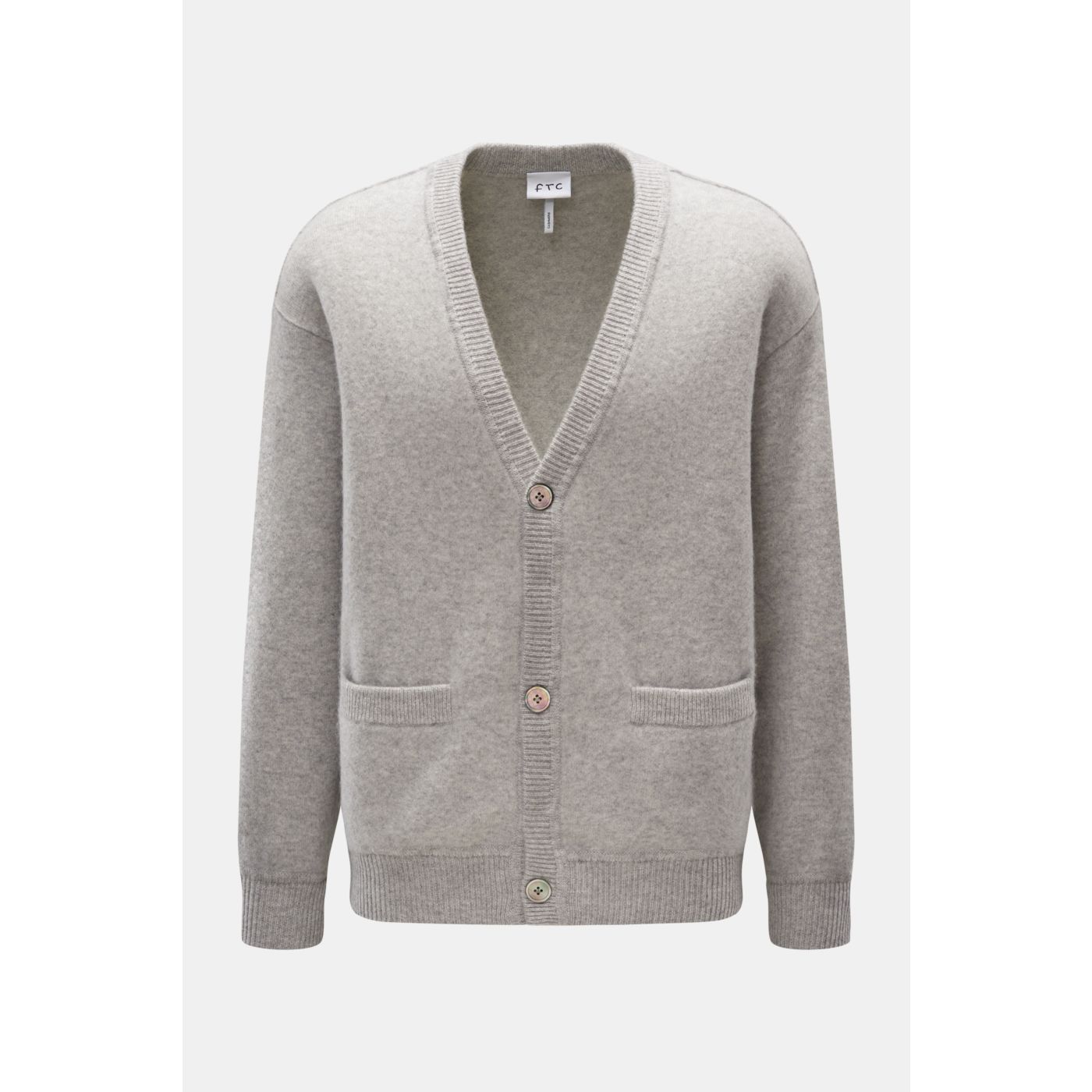 FTC cashmere cardigan light grey mottled | BRAUN Hamburg