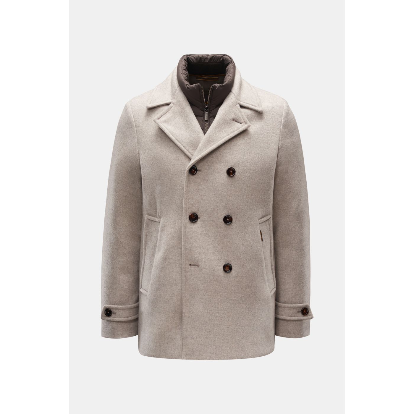 MOORER down pea coat 'Bolgi' light grey mottled | BRAUN Hamburg