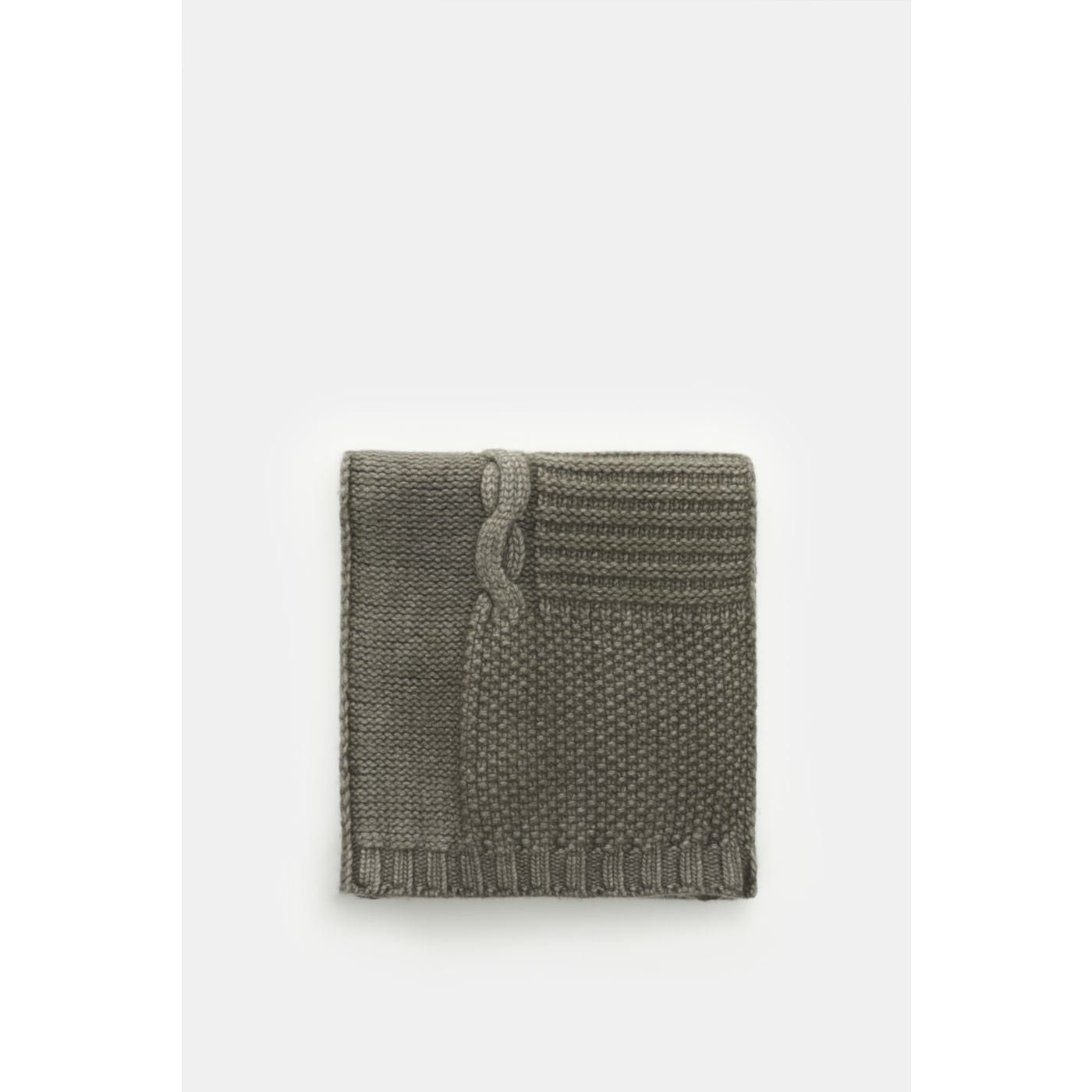 WEBER+WEBER Merino Schal 'Vintage Merino Patch' graugrün | BRAUN Hamburg