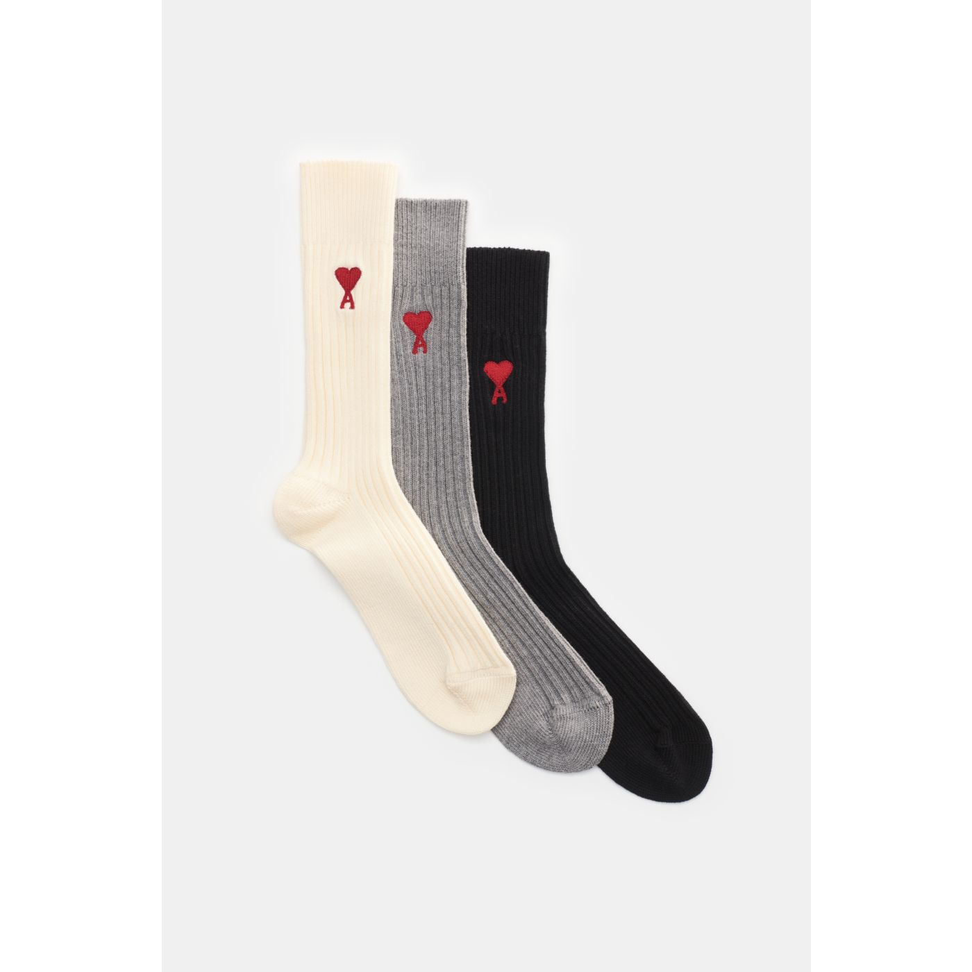 AMI PARIS socks pack of 3 pairs cream/grey/black | BRAUN Hamburg